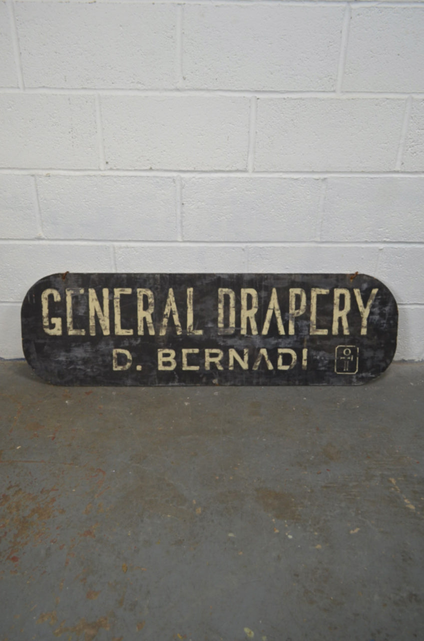 Vintage Wooden Shop Sign For General Drapery – Alt Interiors